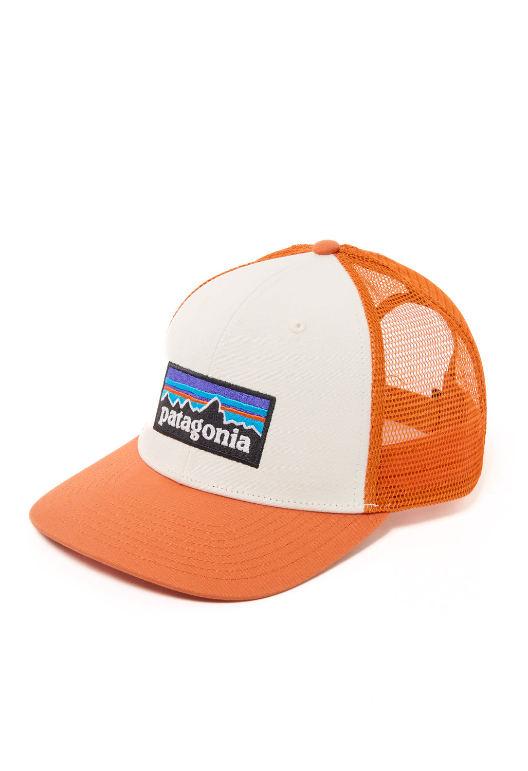 Patagonia P-6 Logo Trucker Hat - White w/Redtail Rust – Outsiders Store UK